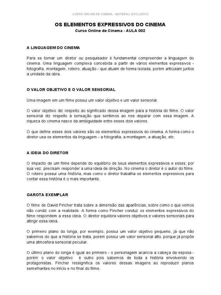 Elementos Expressivos do Cinema | PDF | Imagem | Estética