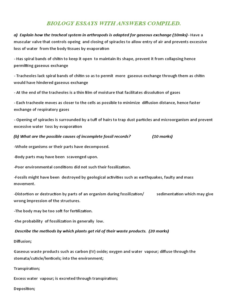 Sampled Biology Essays | PDF