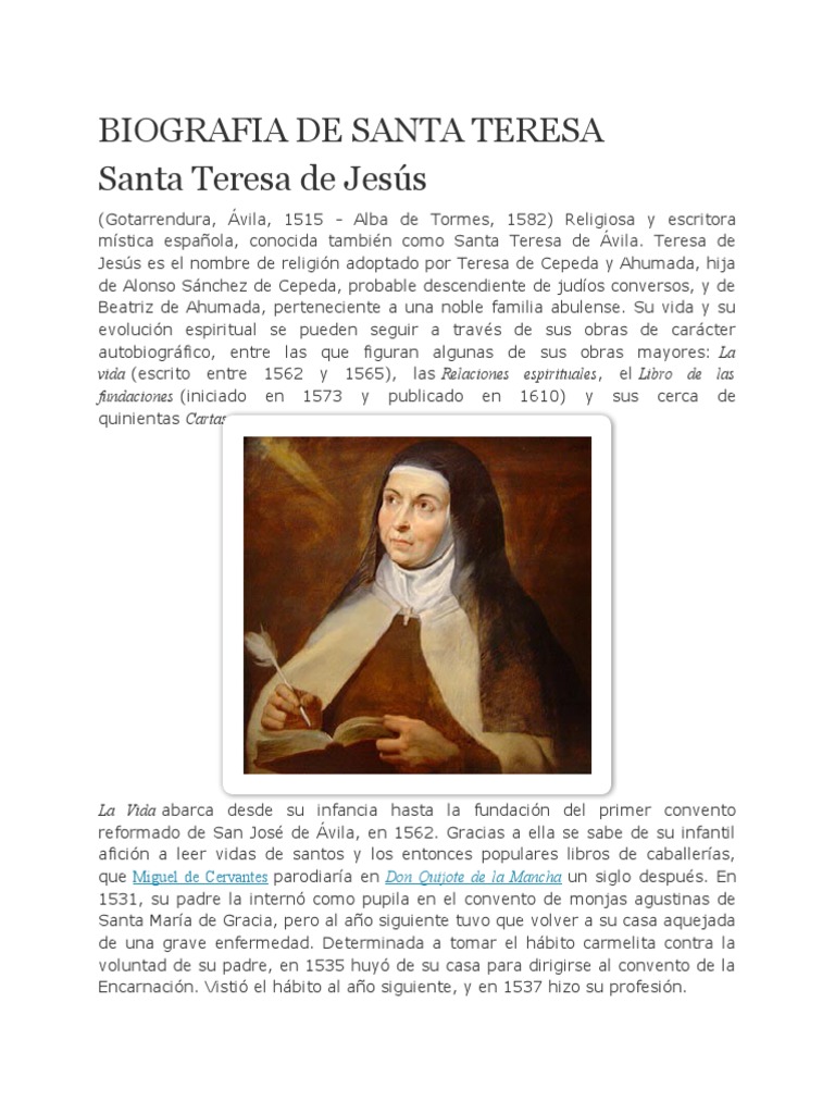 Biografia de Santa Teresa | PDF | Teresa De Ávila