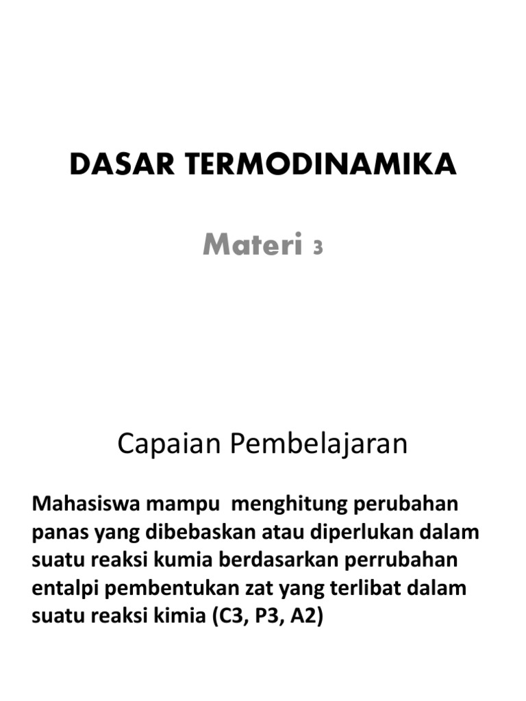 Materi 2 Dasar Termodinamika | PDF