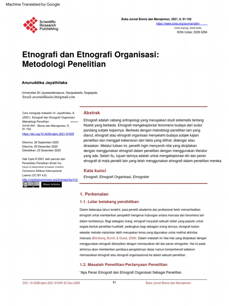 Metodologi Etnografi dalam Penelitian | PDF | Sains & Matematika