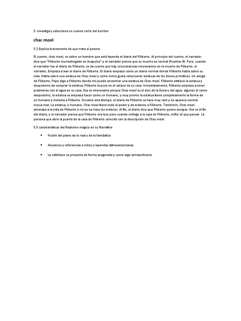 Chac Mool: La transformación de Filiberto | PDF