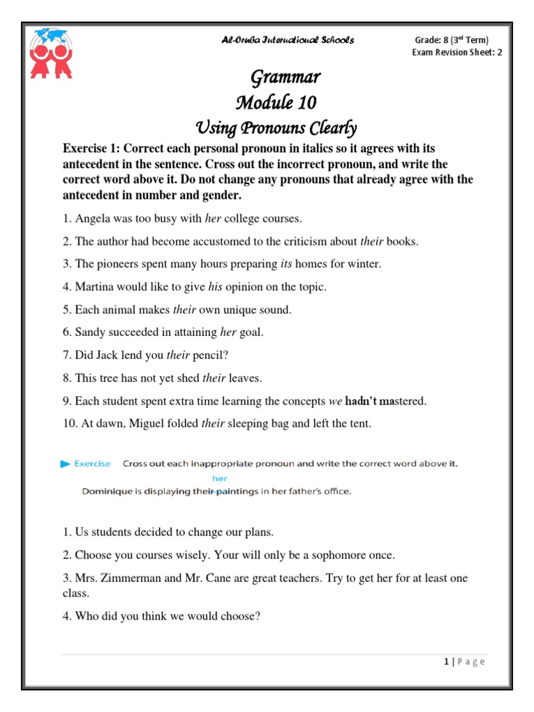 Grammar Revision Sheet | PDF