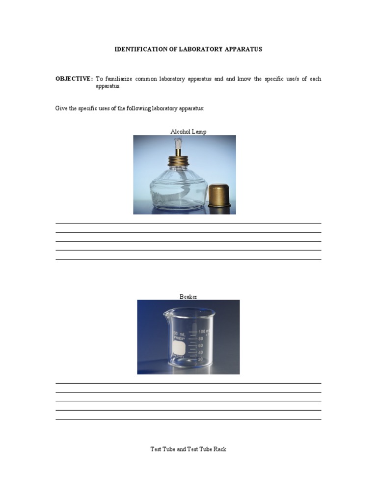 Identification of Laboratory Apparatus | PDF