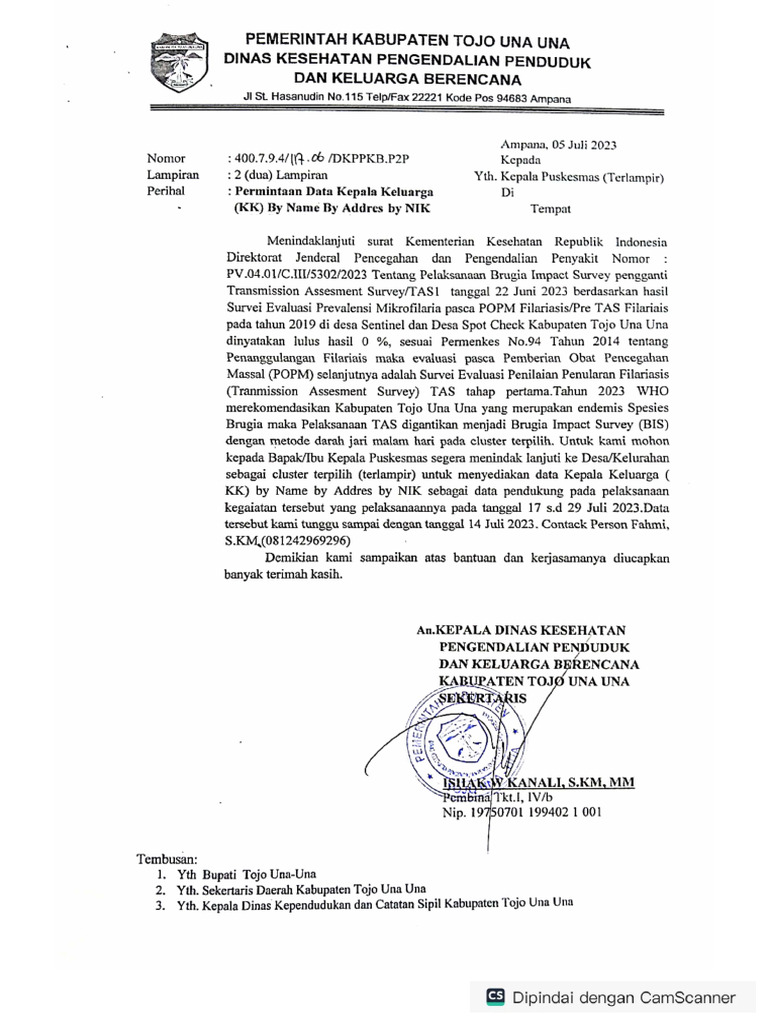 Surat Permintaan Data KK | PDF