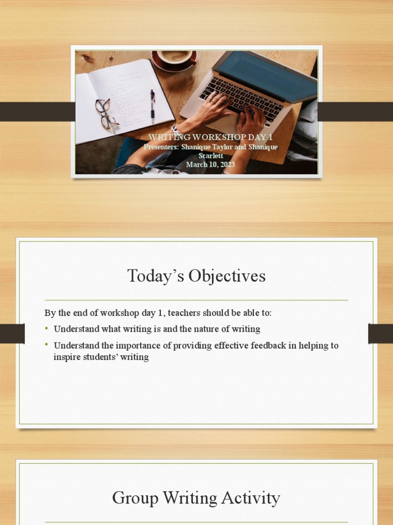 Writing Workshop Day 1 | PDF | Writing | Thought