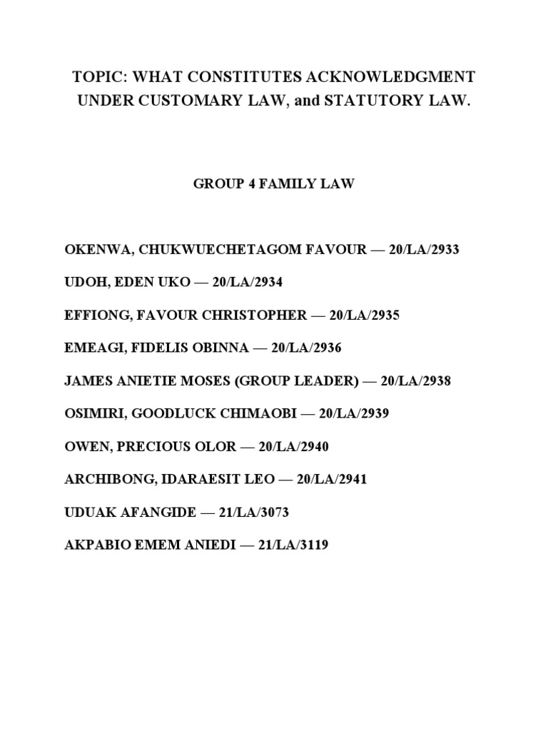 Family Law Group 4 Acknowledgement | PDF | Legitimacy (Family Law ...
