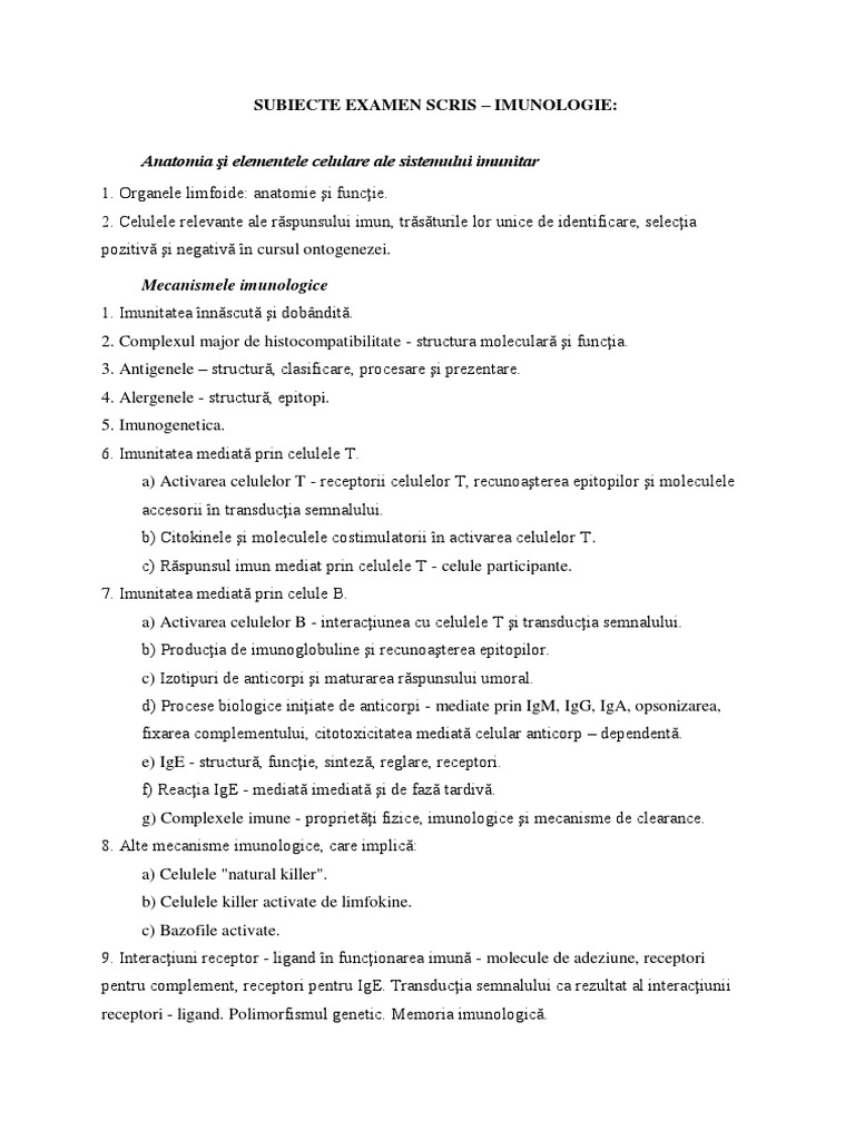 Imunologie+Biologie Molec - Proba Scrisa | PDF