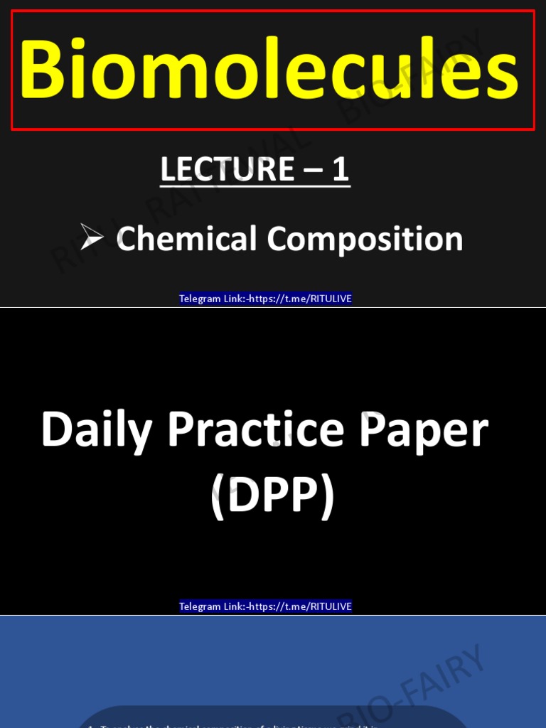 Biomolecules (DPP - 1) - Compressed | PDF | Biomolecules | Acid