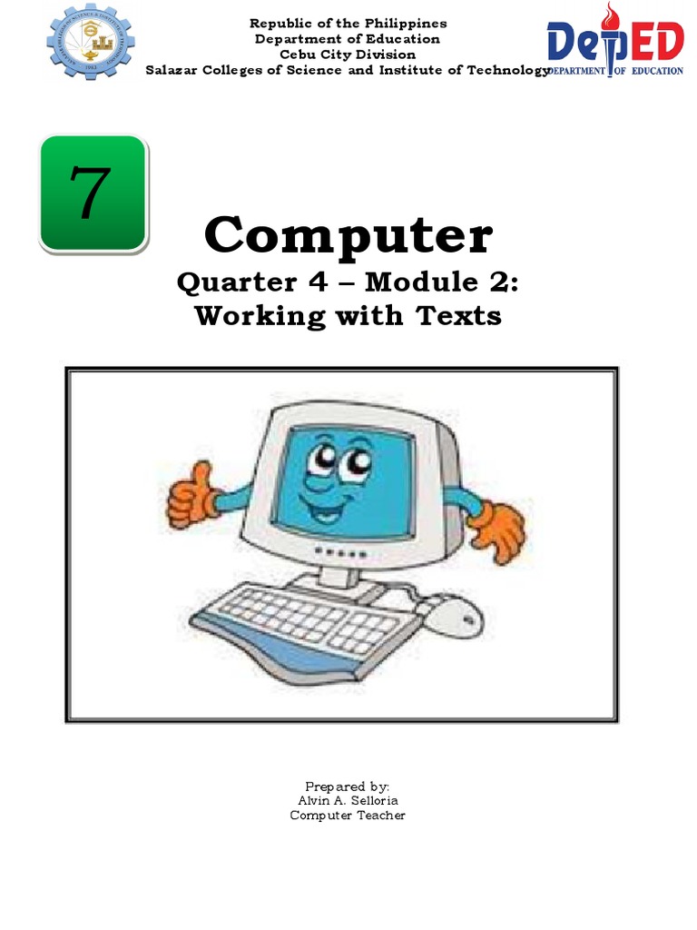 Computer 7 Quarter 4 Module 2 | PDF | Computer Keyboard | Learning
