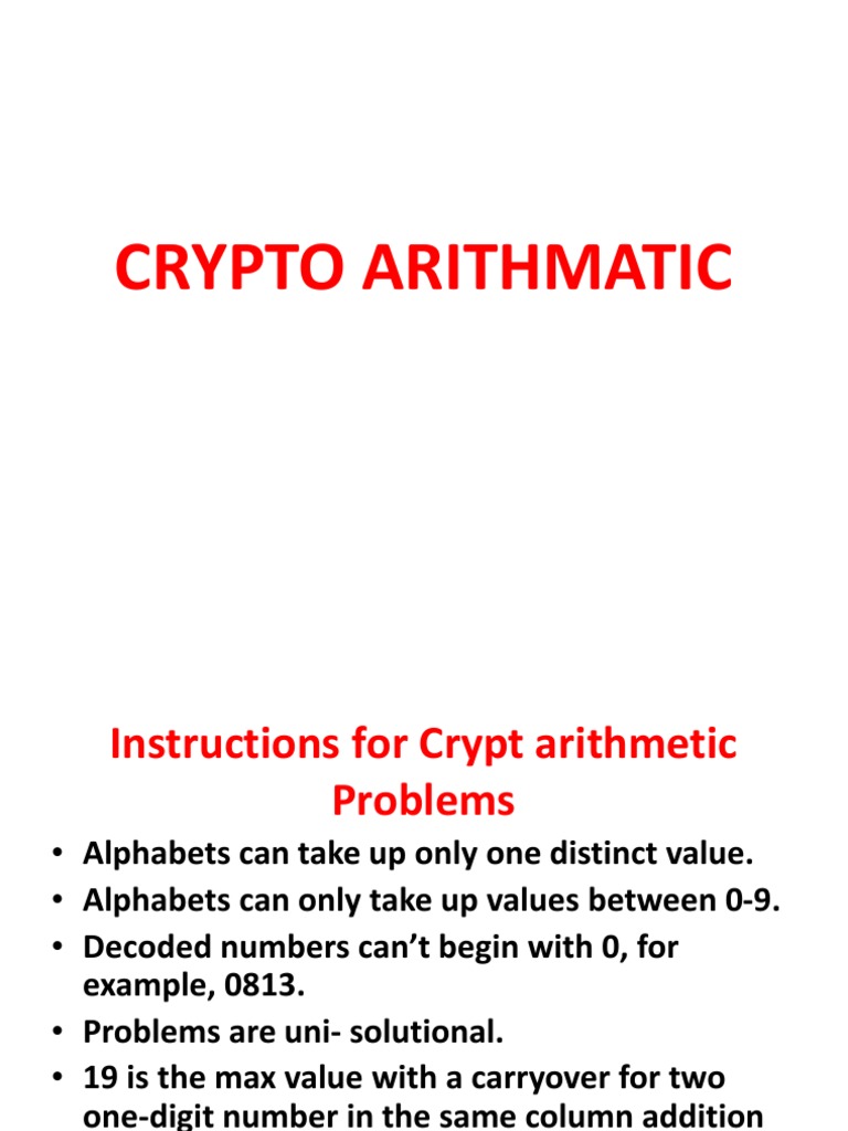 Crypto Arithmatic | PDF | Teaching Methods & Materials