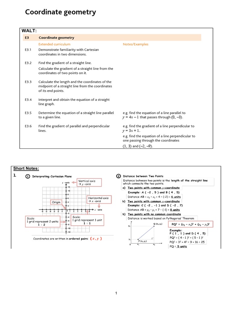 IGCSE Coordinate Geometry Guide | PDF | Science & Mathematics