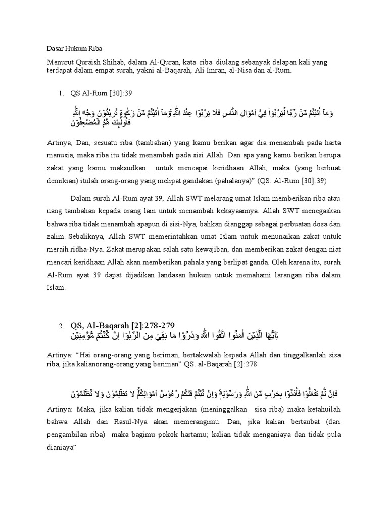 Dasar Hukum Riba | PDF
