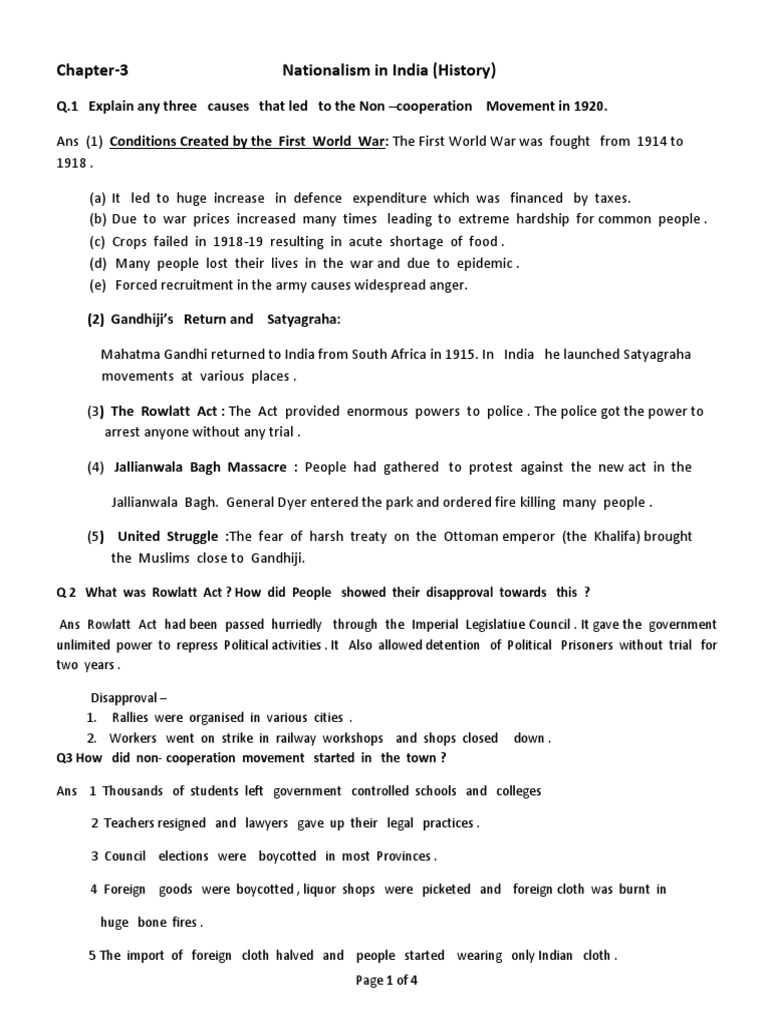 Extra Questions Answers Nationalism in India' | PDF