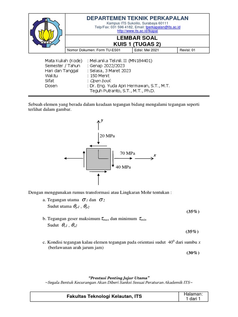 Quiz 1 - Mektek II - GN 22-23 | PDF