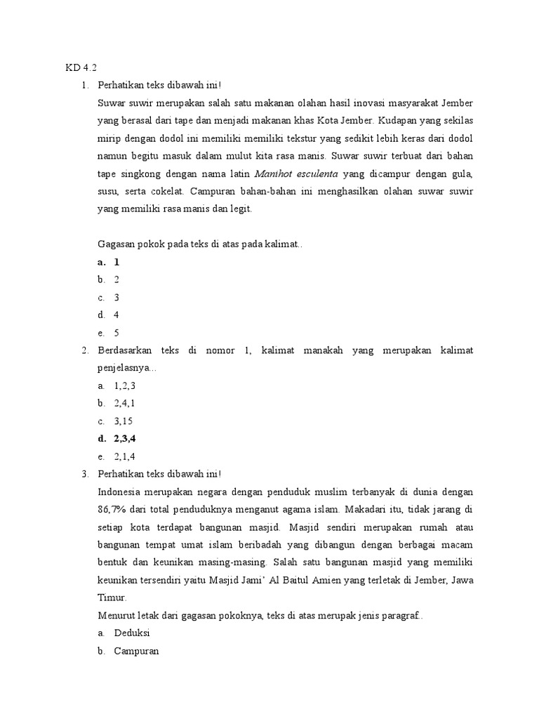 Soal KD 4 | PDF