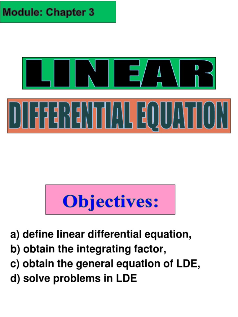 Chapter 3 Linear Differential Equation PDF Equations Differential