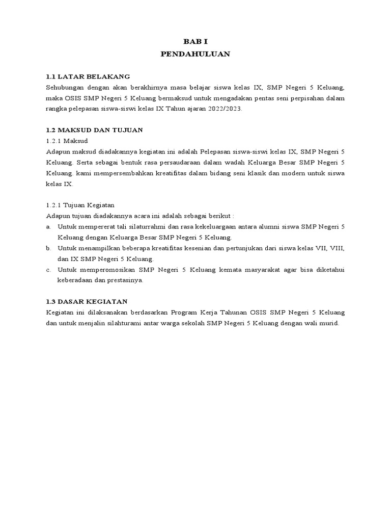 Proposal Kegiatan Pelepasan Kelas IX | PDF