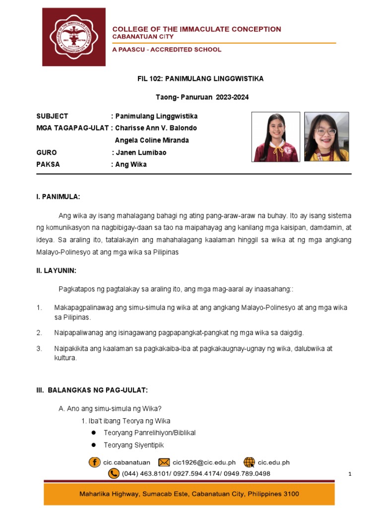 Fil 102 (Handouts) (Final) | PDF