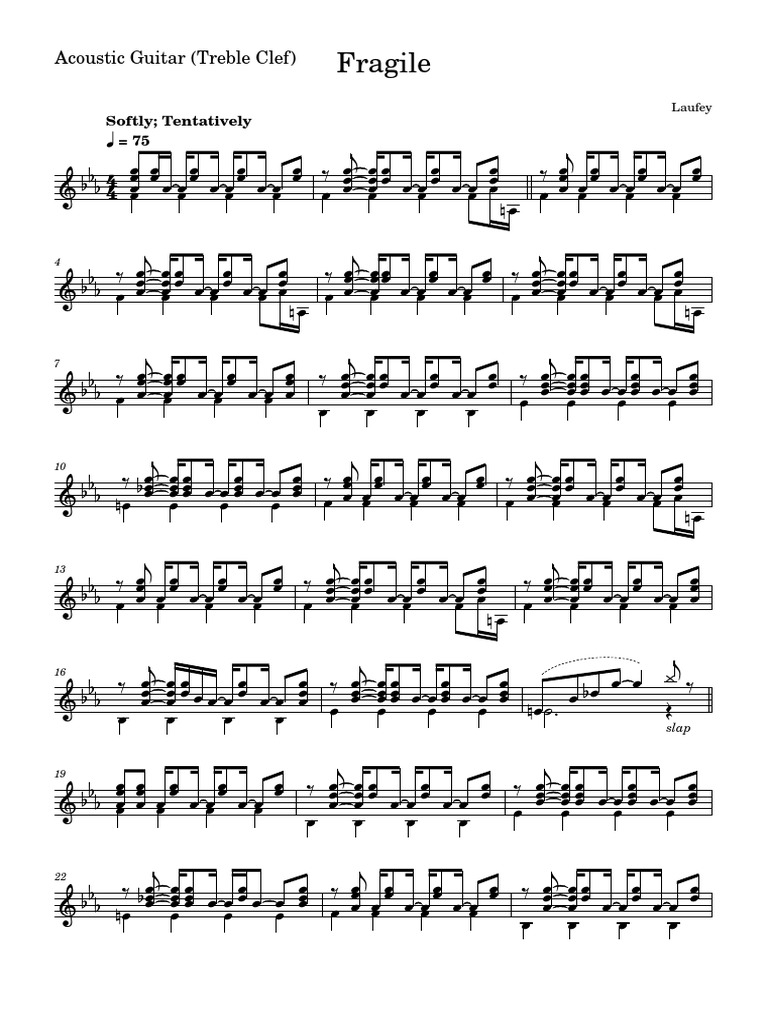 Laufey's "Fragile" Guitar Tabs | PDF | Guitar Family Instruments ...