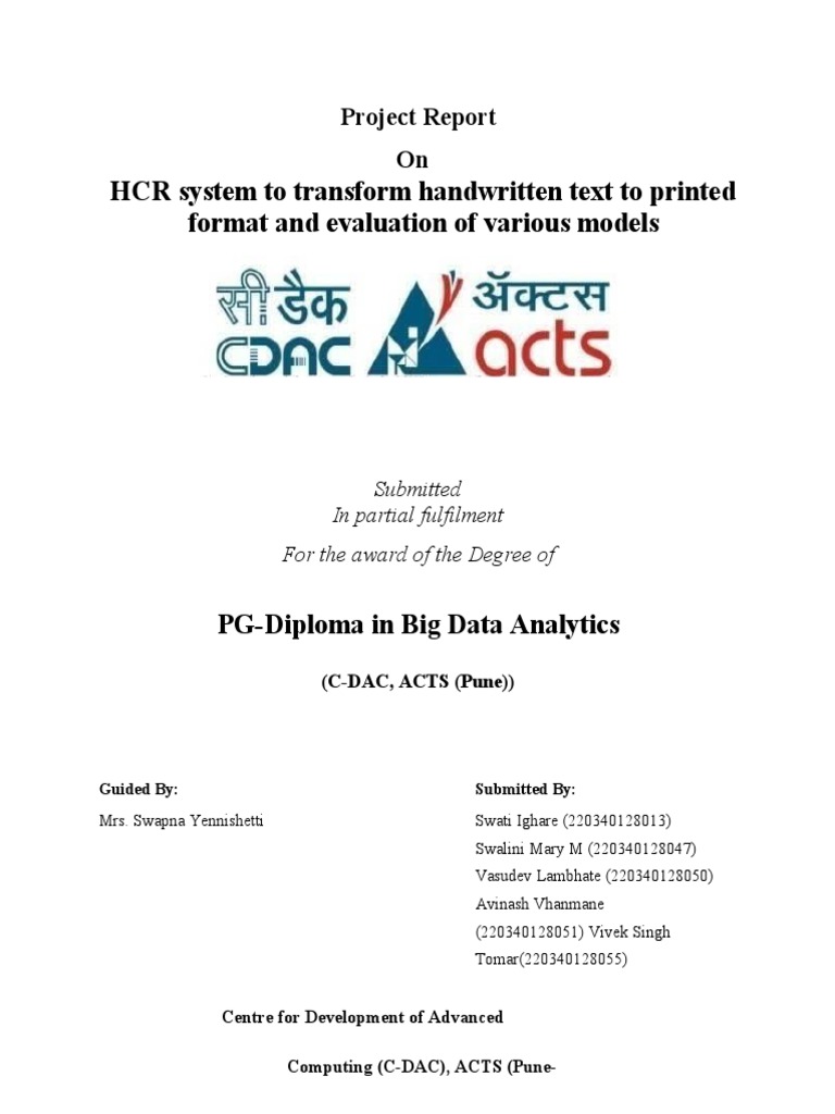 Sample Project Report | PDF | Optical Character Recognition ...