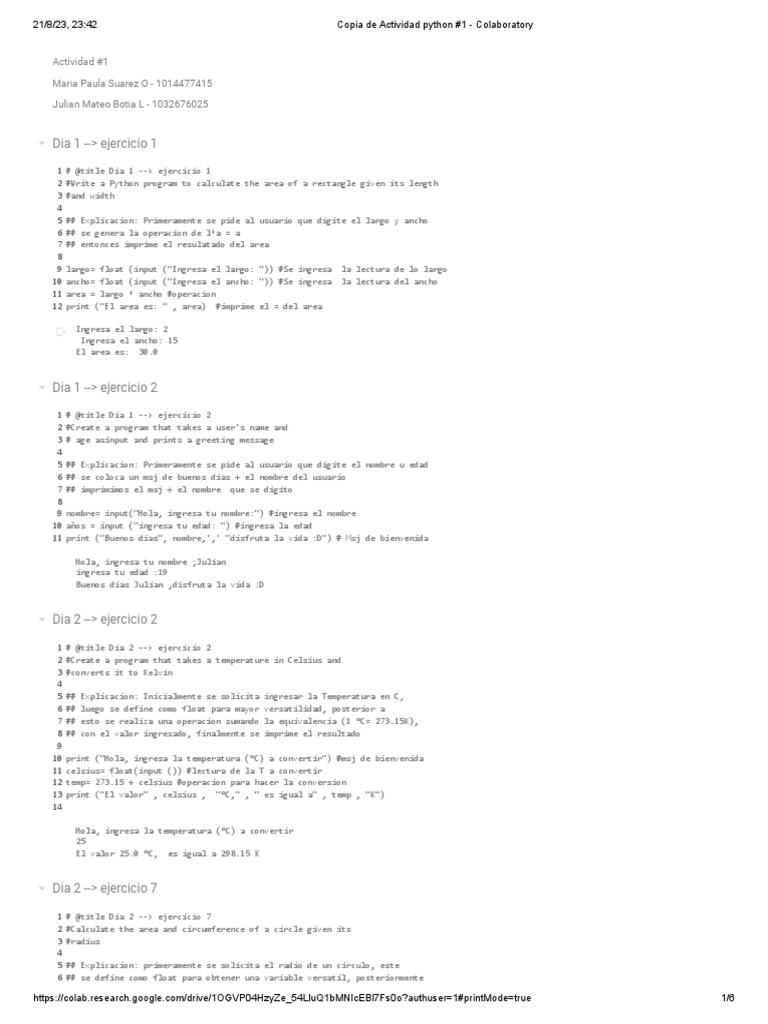 Copia de Actividad Python #1 - Colaboratory | PDF | Celsius | Python ...