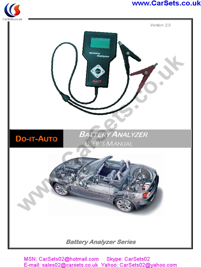 Automotive Battery Analyser Vat User Manual | PDF
