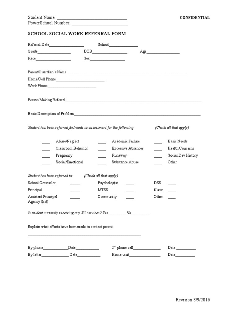 School Social Work Referral Form | PDF