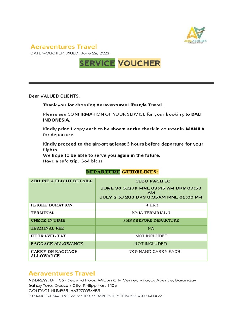 INTERNATIONAL SERVICE VOUCHER & DEPARTURE GUIDELINES (1) | PDF