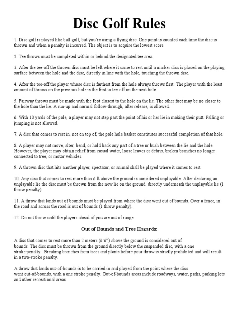 Disc Golf Rules | PDF