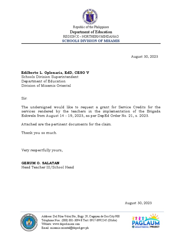 Brigada Template For Service Credits | PDF | Public Administration ...