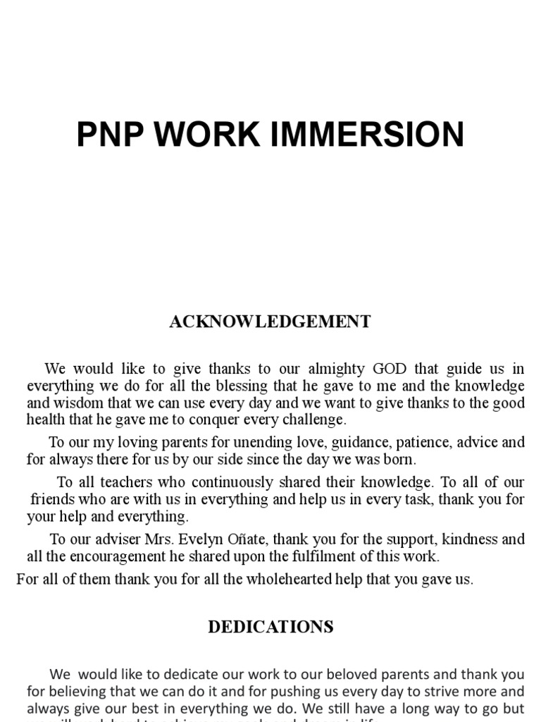 PNP Work Immersion | PDF | Police