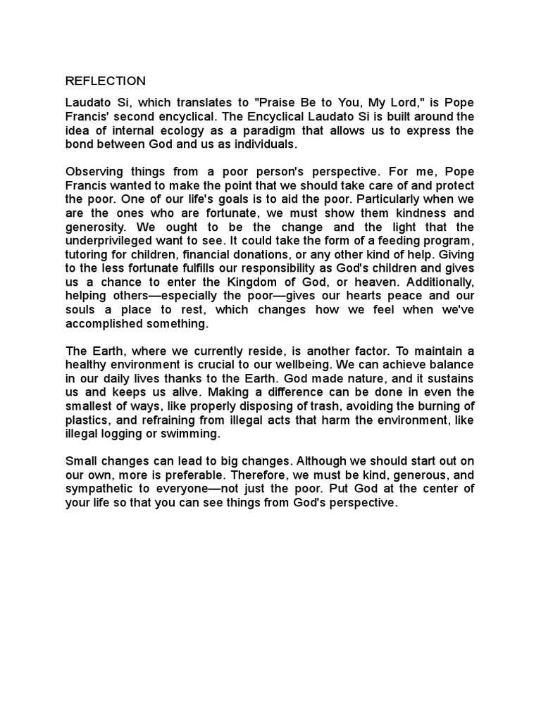 Laudato Si Reflection | PDF