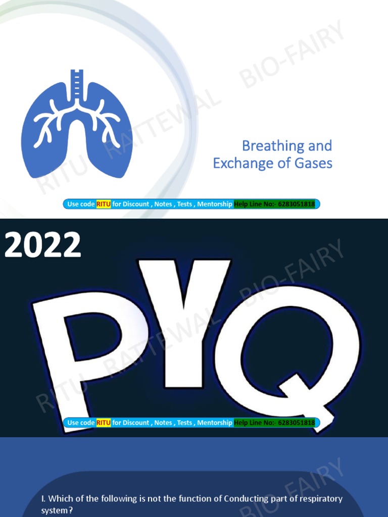 PYQ Breathing and Exchange of Gases - Compressed | PDF