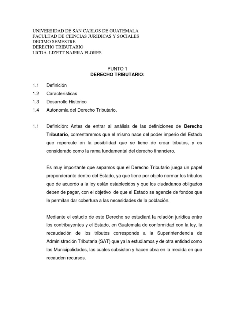 Material de Estudio Unificado Primer Parcial, Derecho Tributario | PDF | Finanzas y dinero