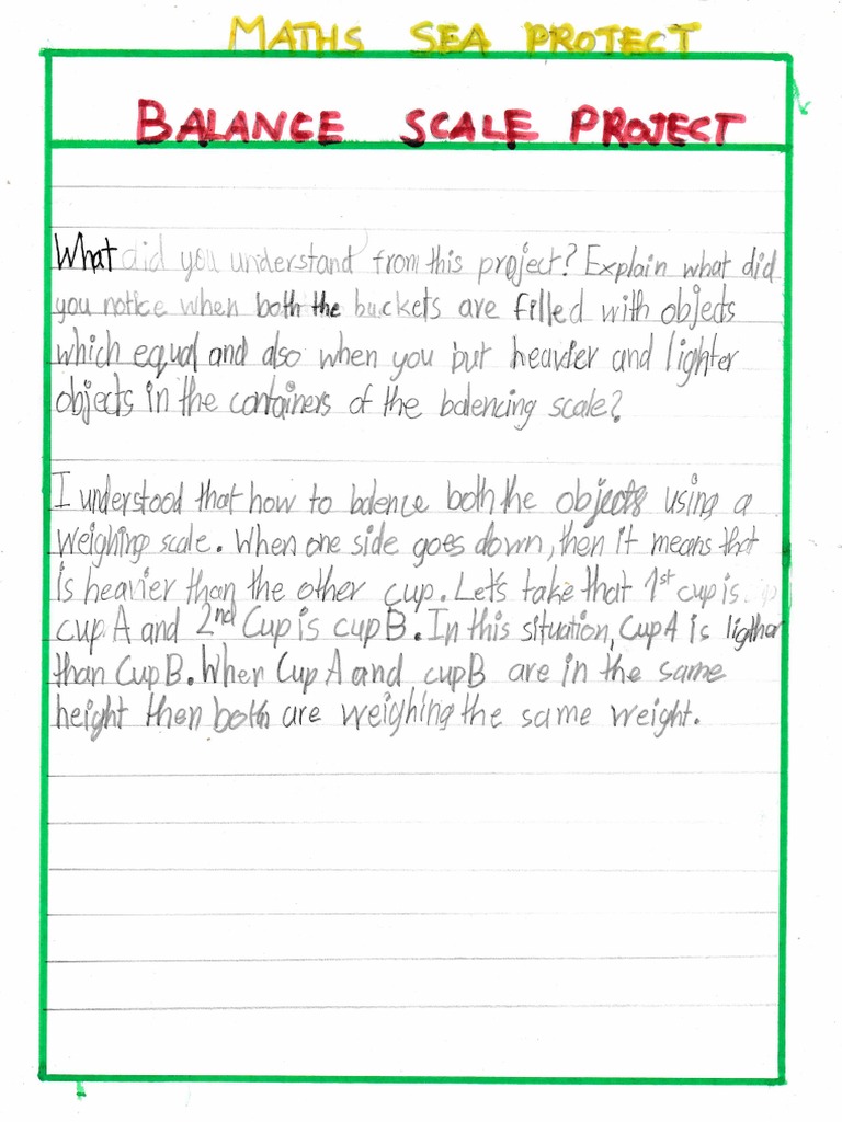 Anirudh Ganesh - Maths Project Work - Balance Scale | PDF