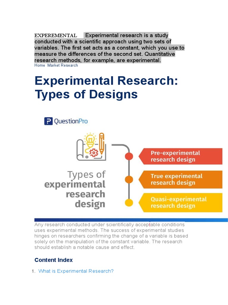Types of Experimental Research Designs | PDF | Experiment | Design Of ...