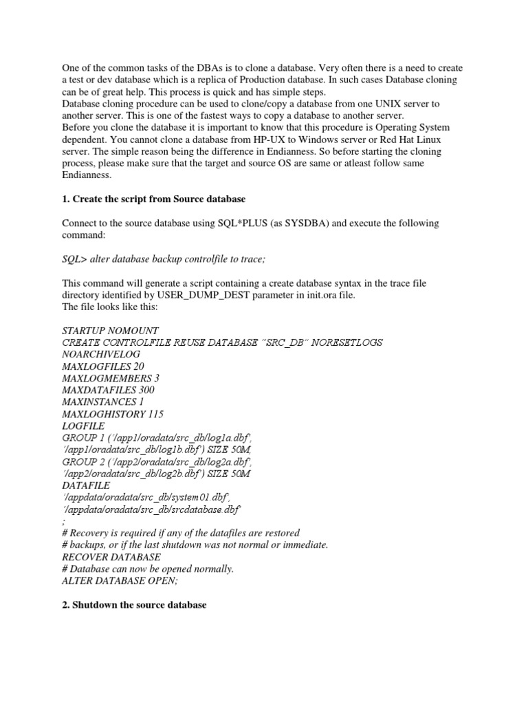 Create The Script From Source Database | PDF | Databases | Oracle Database