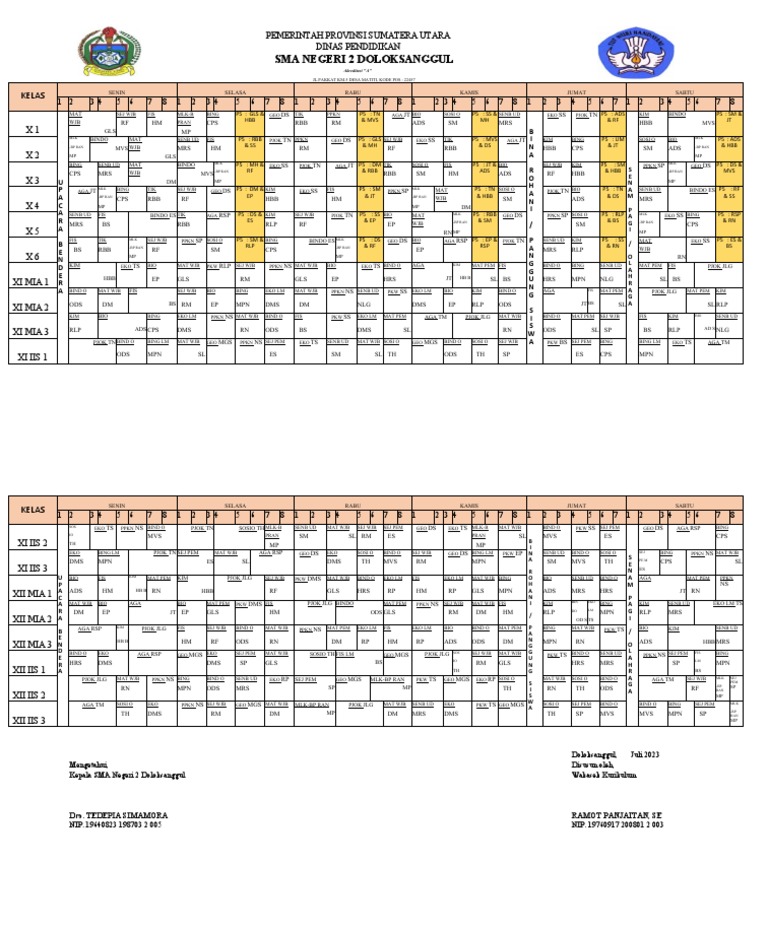 Roster Sma Negeri 2 Semester Genap - Sementara | PDF