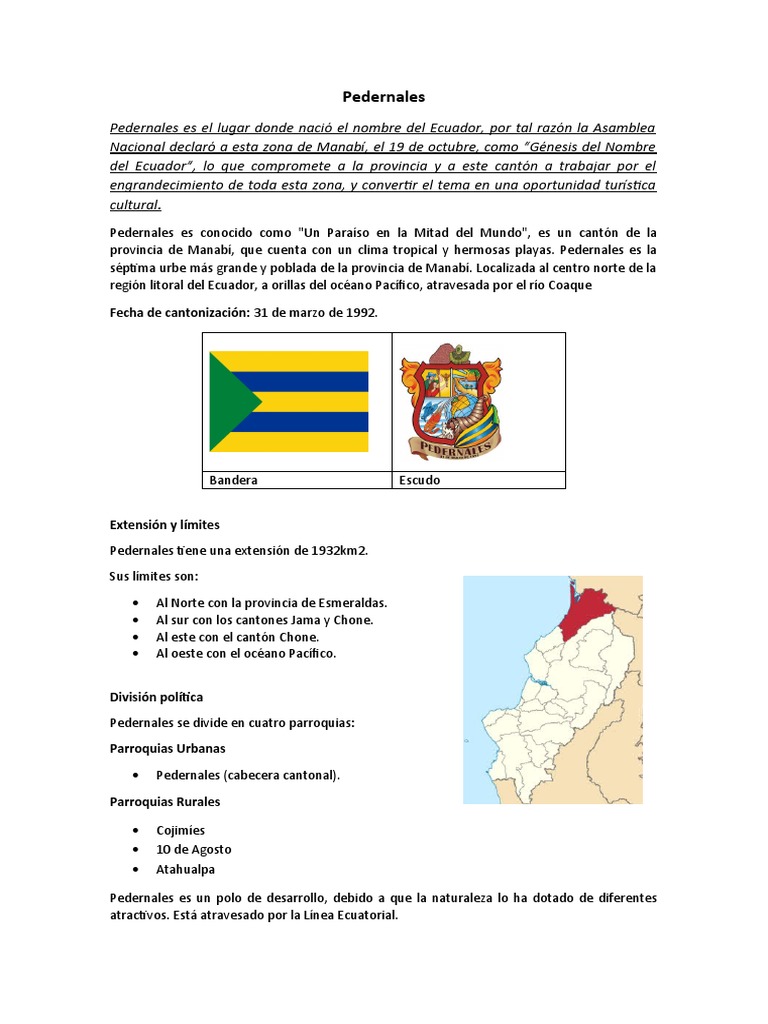 Bandera y Cultura de Pedernales, Ecuador | PDF