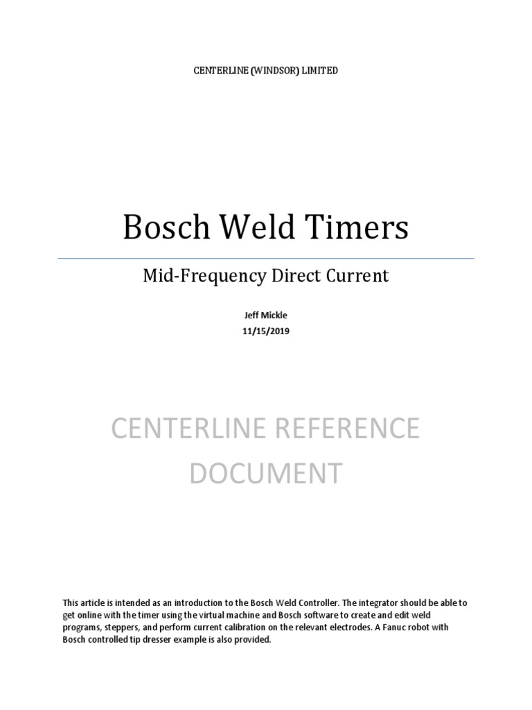 Bosch Weld Timers | PDF