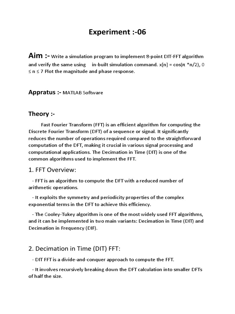 Exp 6 | PDF | Fast Fourier Transform | Discrete Fourier Transform