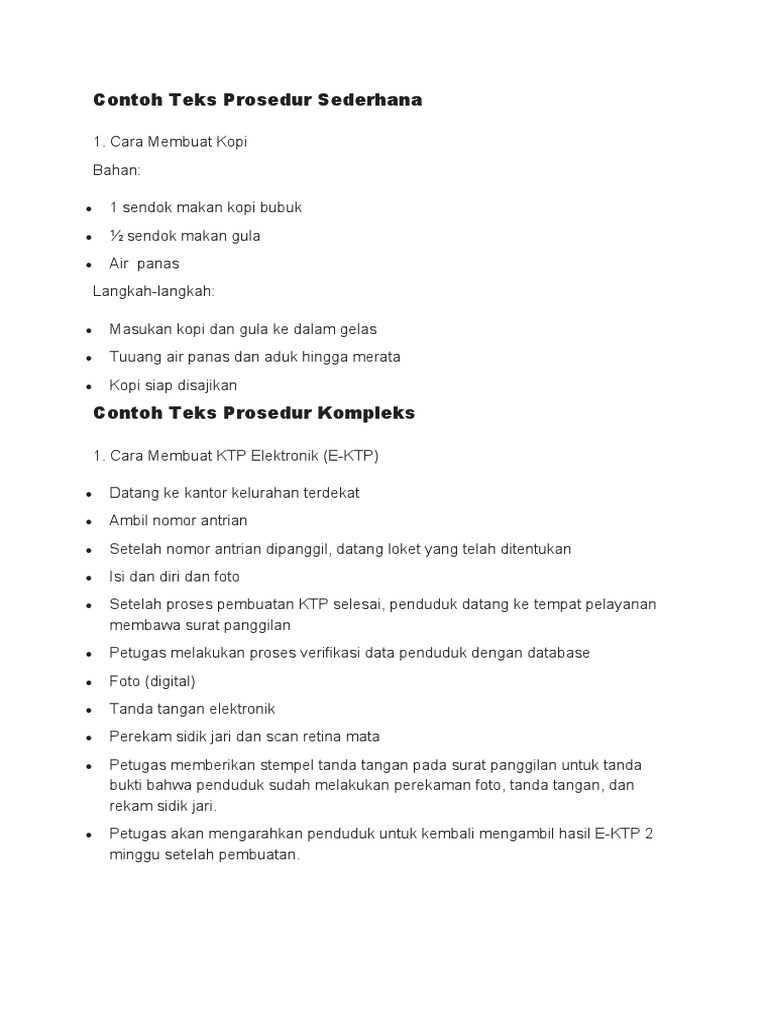 Contoh Teks Prosedur Sederhana dan Kompleks | PDF | Memasak, Makanan ...