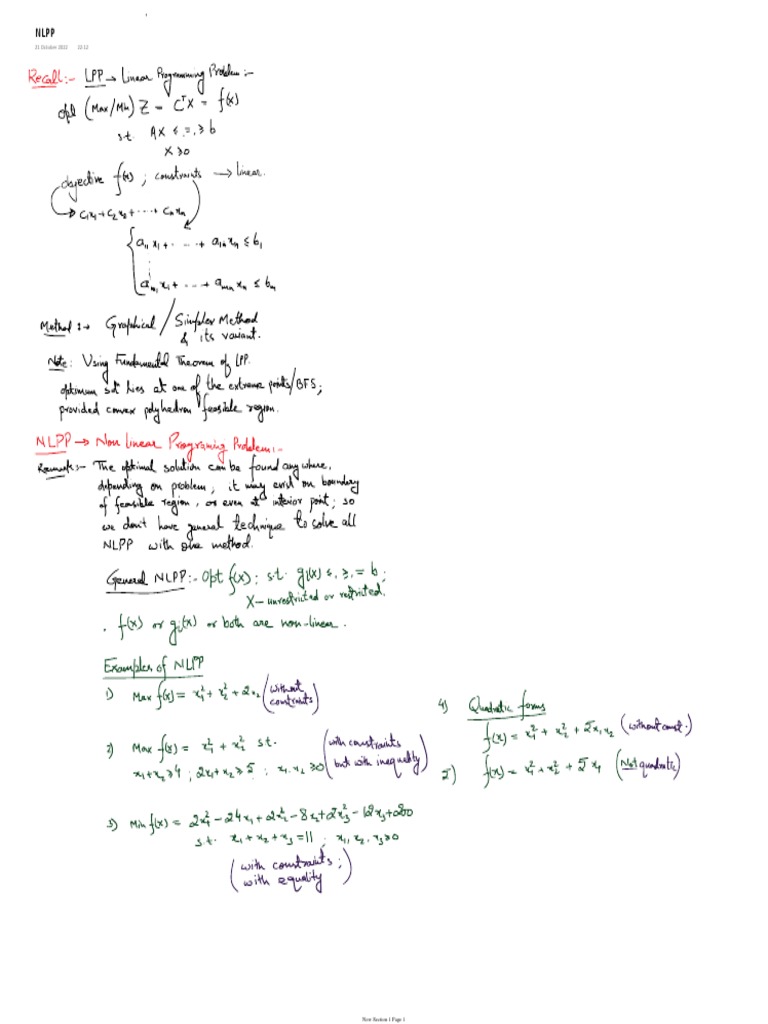 1 Nlpp Mod 3 Pdf Mathematical Optimization Nonlinear Programming 