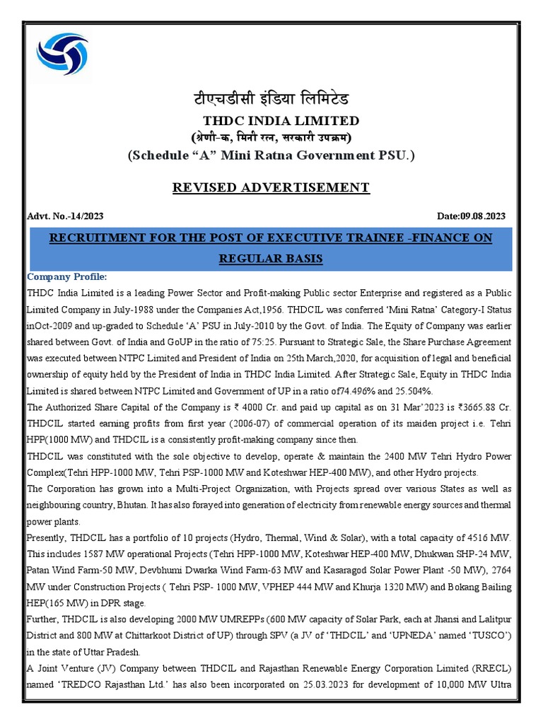Revised Detailed Advertisement | PDF | Business