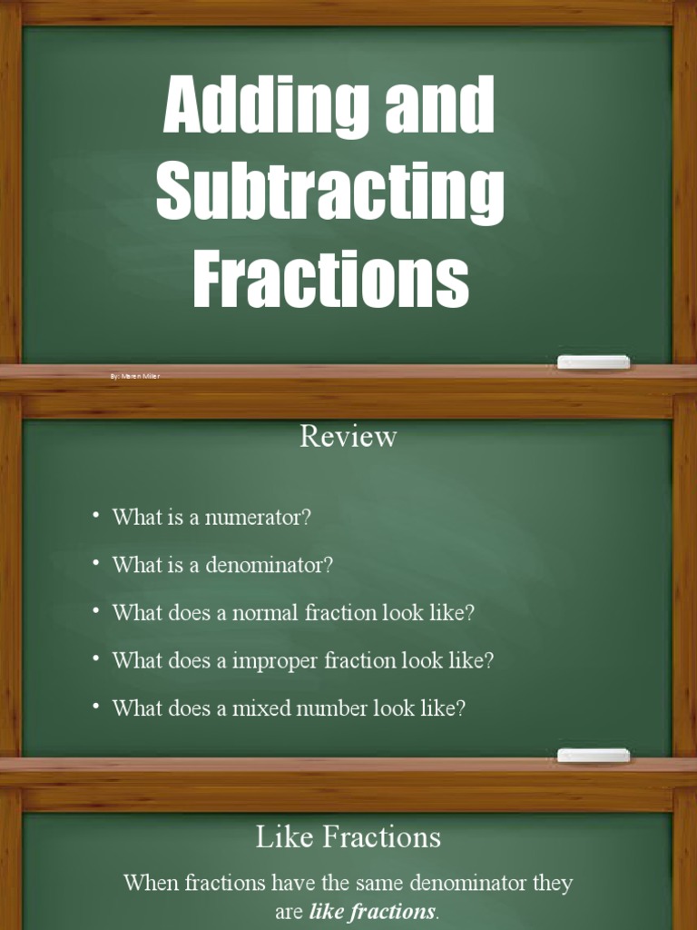 Adding and Subtracting Fractions Powerpoint | Download Free PDF ...