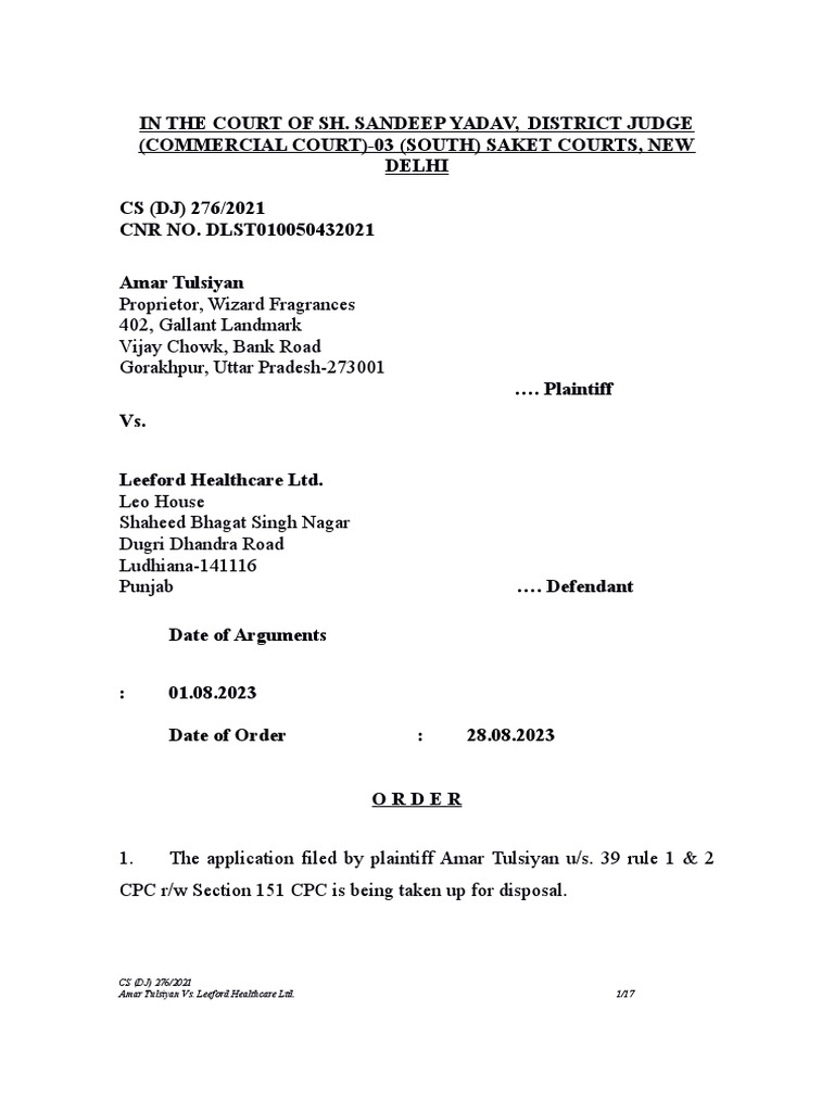 Amar Tulsiyan vs. Leeford Healthcare Case | PDF | Law