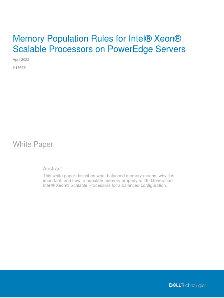 h19559 Memory Population Rules For Intel Xeon Scalable Processors On Poweredge | PDF | Central ...