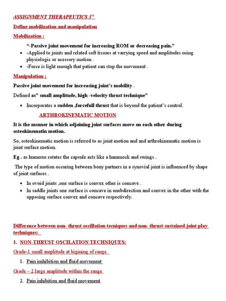 Assignment Therapeutics 3rd | PDF | Joint | Musculoskeletal System