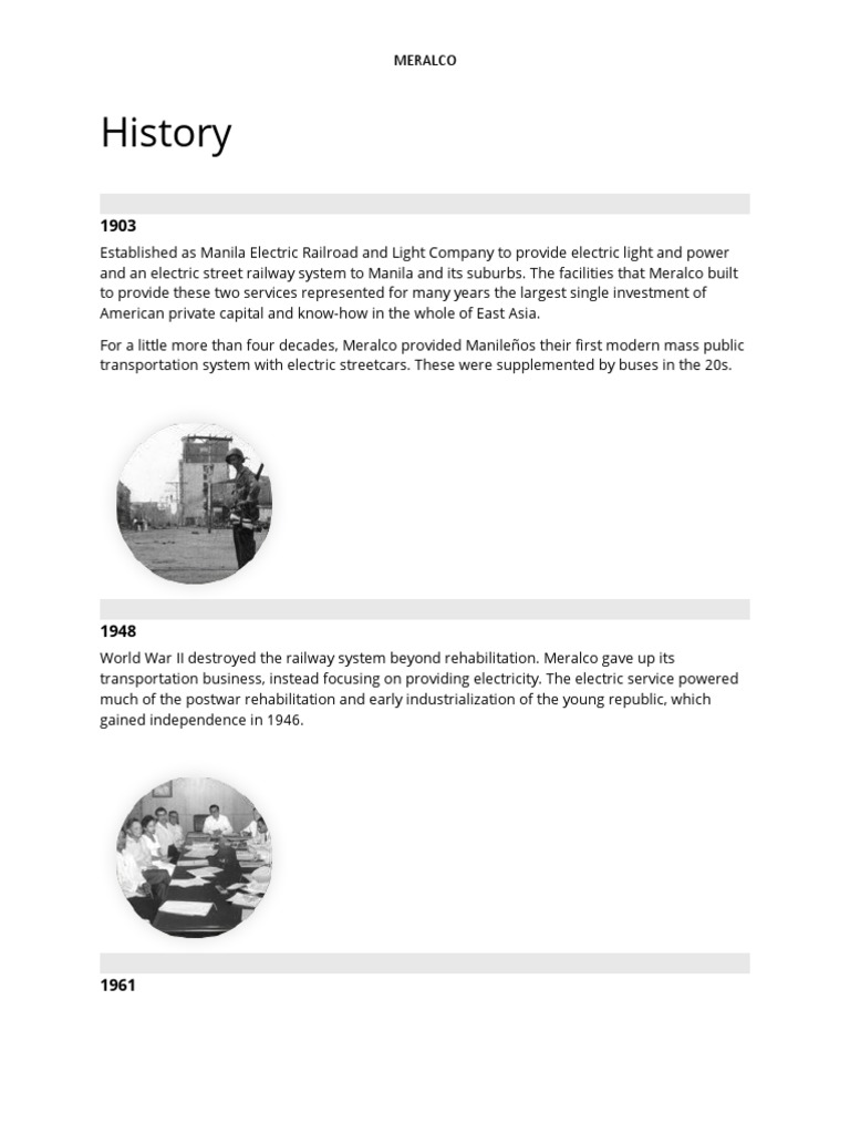 MERALCO History | Download Free PDF | Manila | Economies